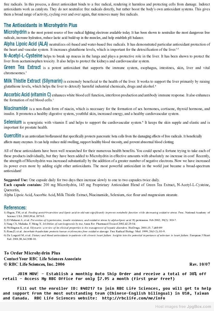 Microhydrin Plus (4) ---- RBC Life Sciences